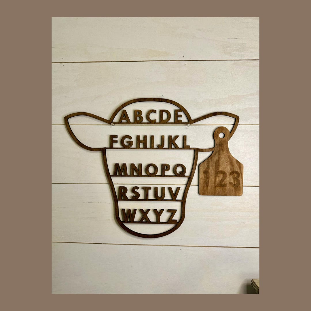 Cow Wooden Alphabet Sign, Farm Nursery Decor, Playroom Decor, Kids Room ...