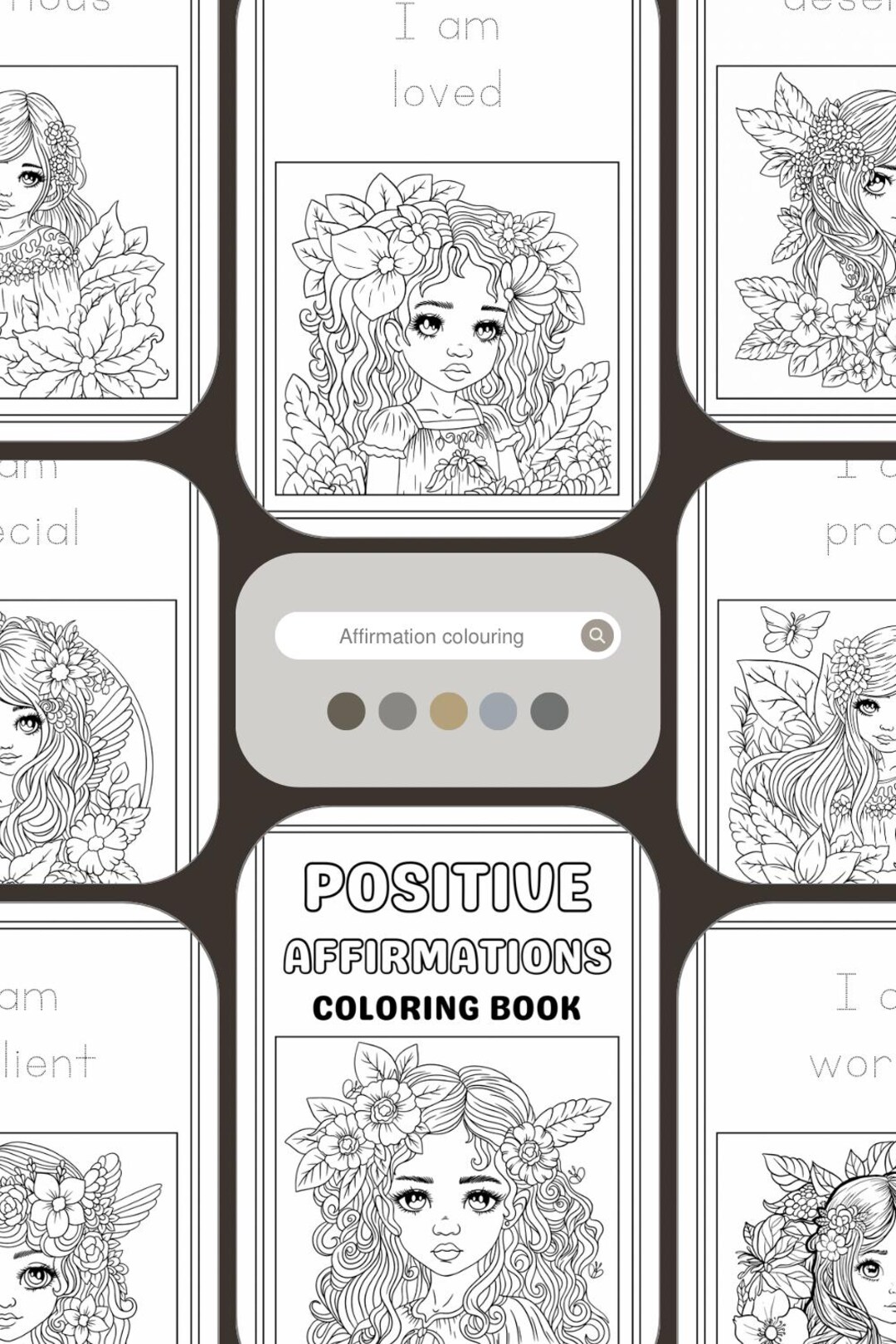 Self-affirmation Coloring Book Printable 16 Pages - Etsy
