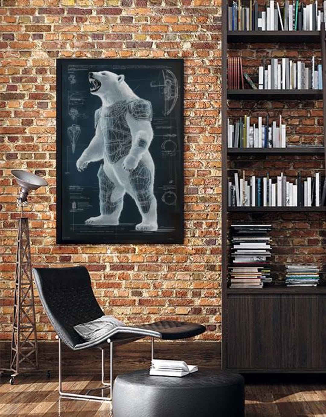 Steampunk Bear Warrior Printable Art – Vintage Sci-fi Blueprint Poster ...
