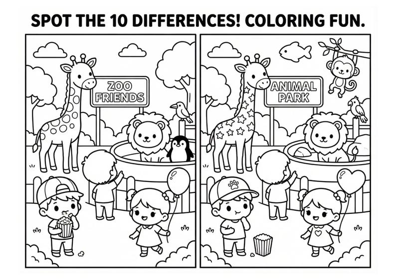 Cute Coloring Pages & Spot the Difference | 10 Cozy Printable ...