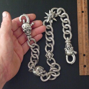 925 Sterling Silver and Skulls With Diamond Eyes Wallet Chain - Etsy