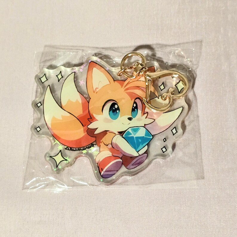 Sonic the Hedgehog Tails Sega Game Holographic Keychain Charm - Etsy