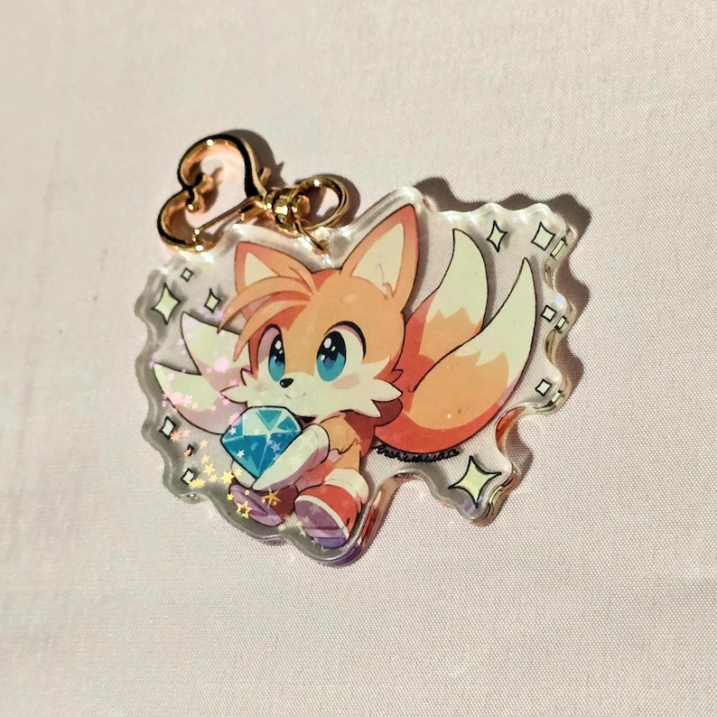 Sonic the Hedgehog Tails Sega Game Holographic Keychain Charm - Etsy