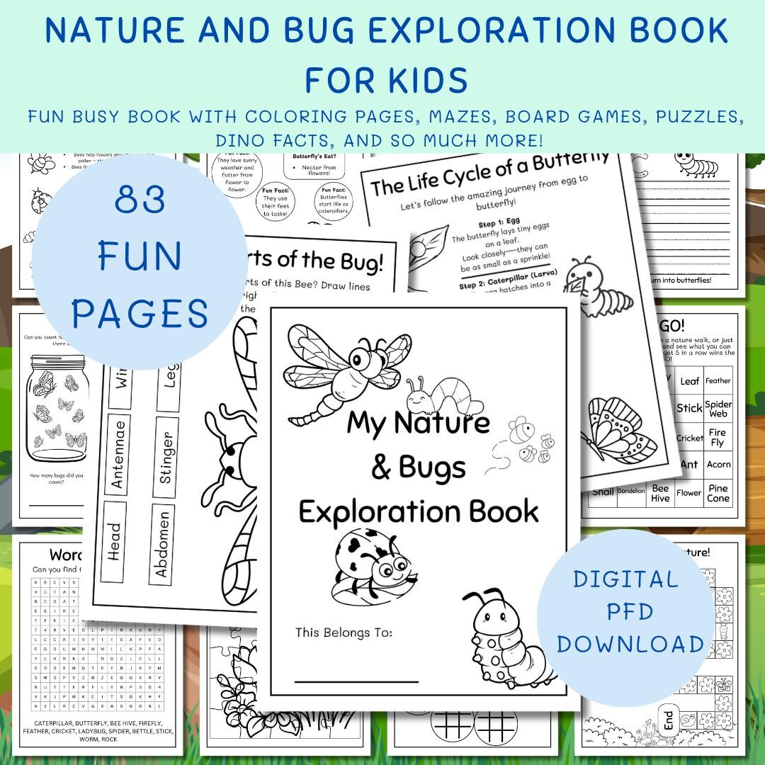 Bug & Nature Exploration Busy Book for Kids | Printable Educational ...