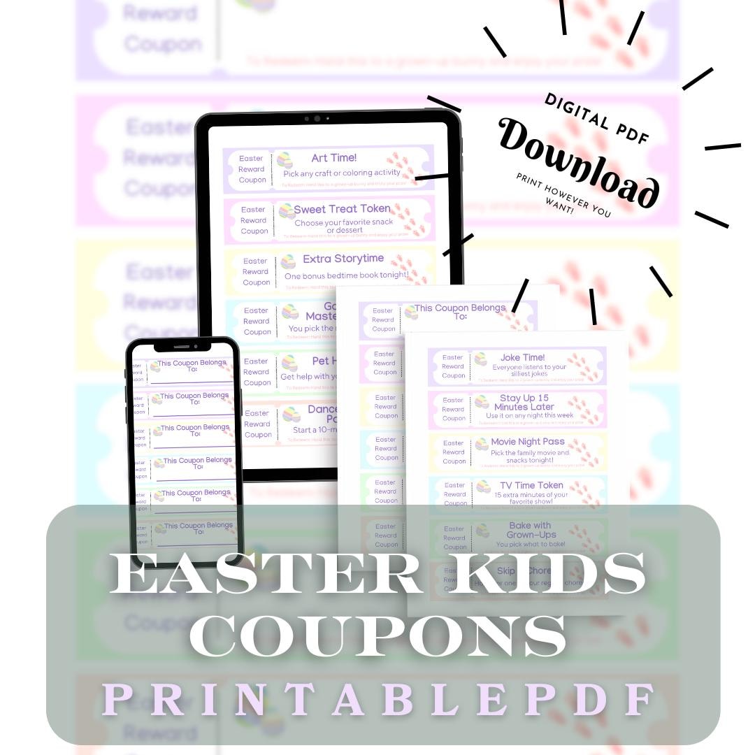 Easter Egg Coupons for Kids – Printable Easter Reward Cards – Non-candy ...
