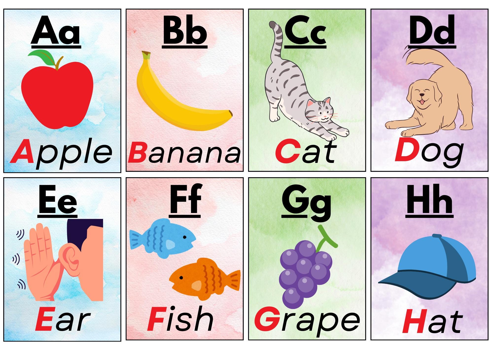 Printable Alphabet Flash Cards for Kids | 96 Educational Cards With ...