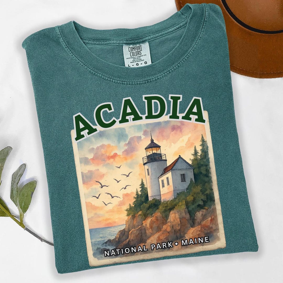 Acadia National Park Lighthouse T-shirt, Maine Shoreline Tee, New ...
