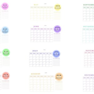2025 Printable A4 Calendar- Angel Numbers, Cute, Inspirational ...
