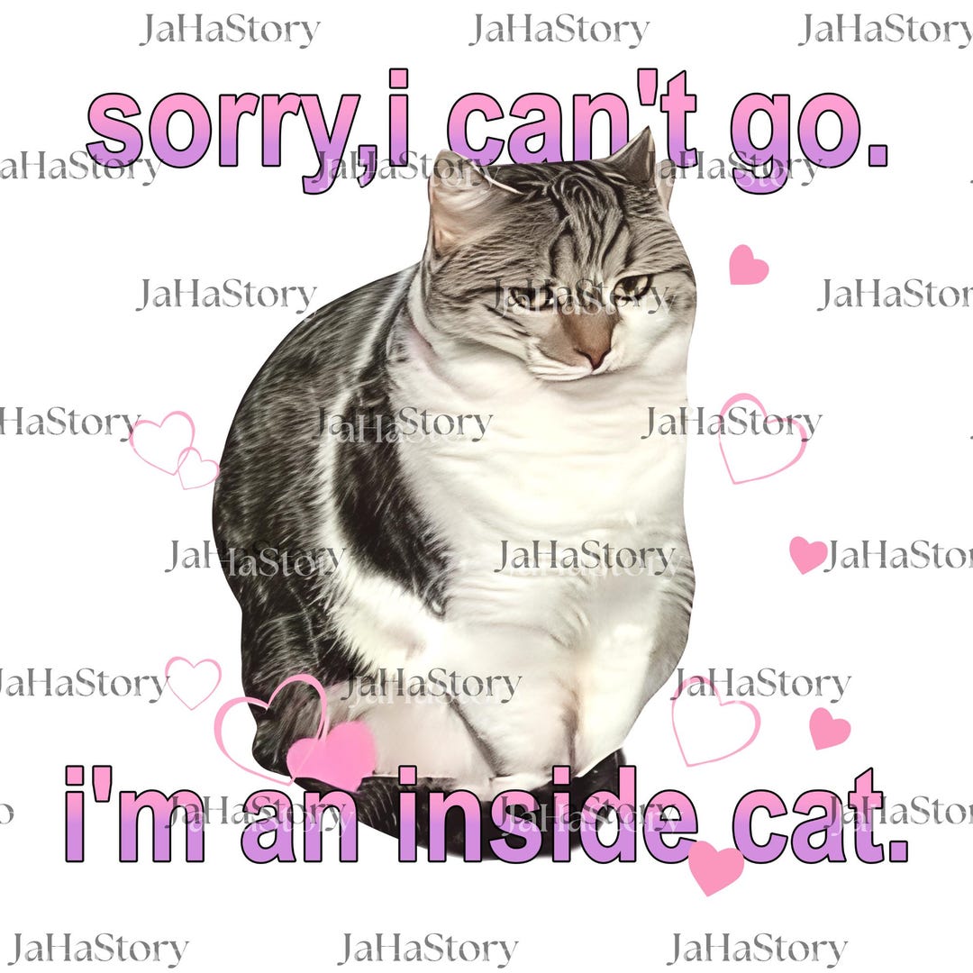 Sorry I Can't Go I'm an Inside Cat Svg Png, Inside Cat Design, Funny ...