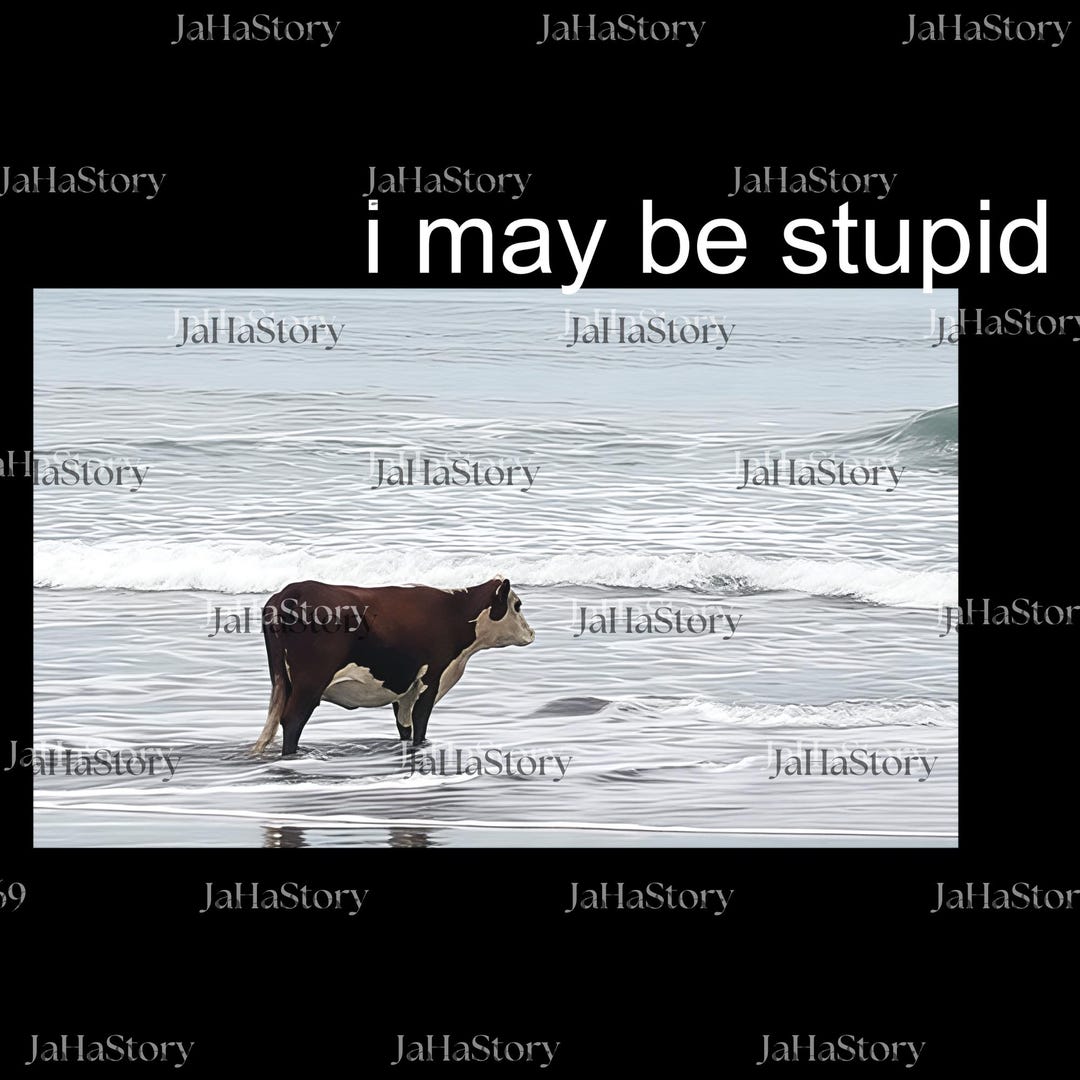 Stupid Cow Meme SVG Png File, Funny Beach Joke PNG, Sarcastic Gen Z Cut ...