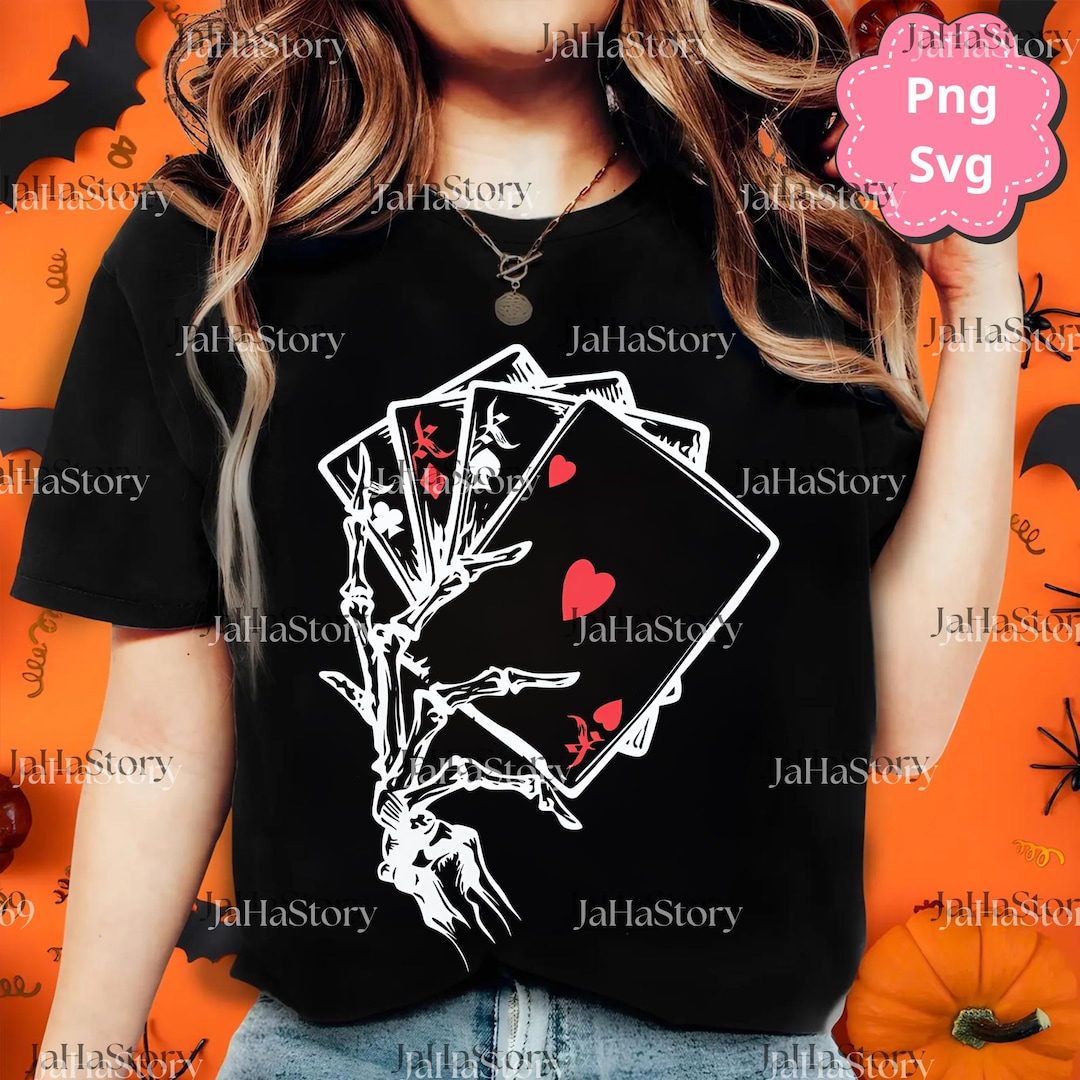 Poker Skeleton Hand PNG Svg, Skull Card Game Digital File, Gambling ...