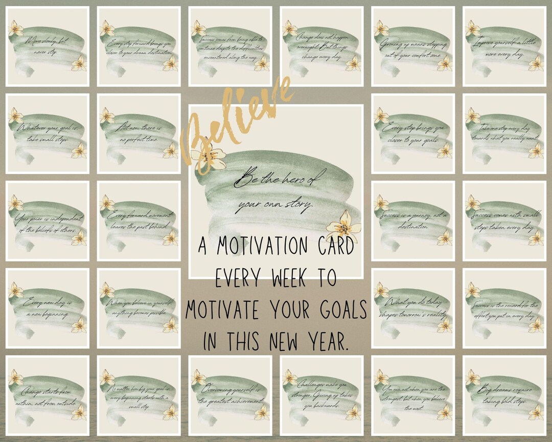 Printable Motivational Cards - 52 Inspirational Quotes | 5x5 Inch ...