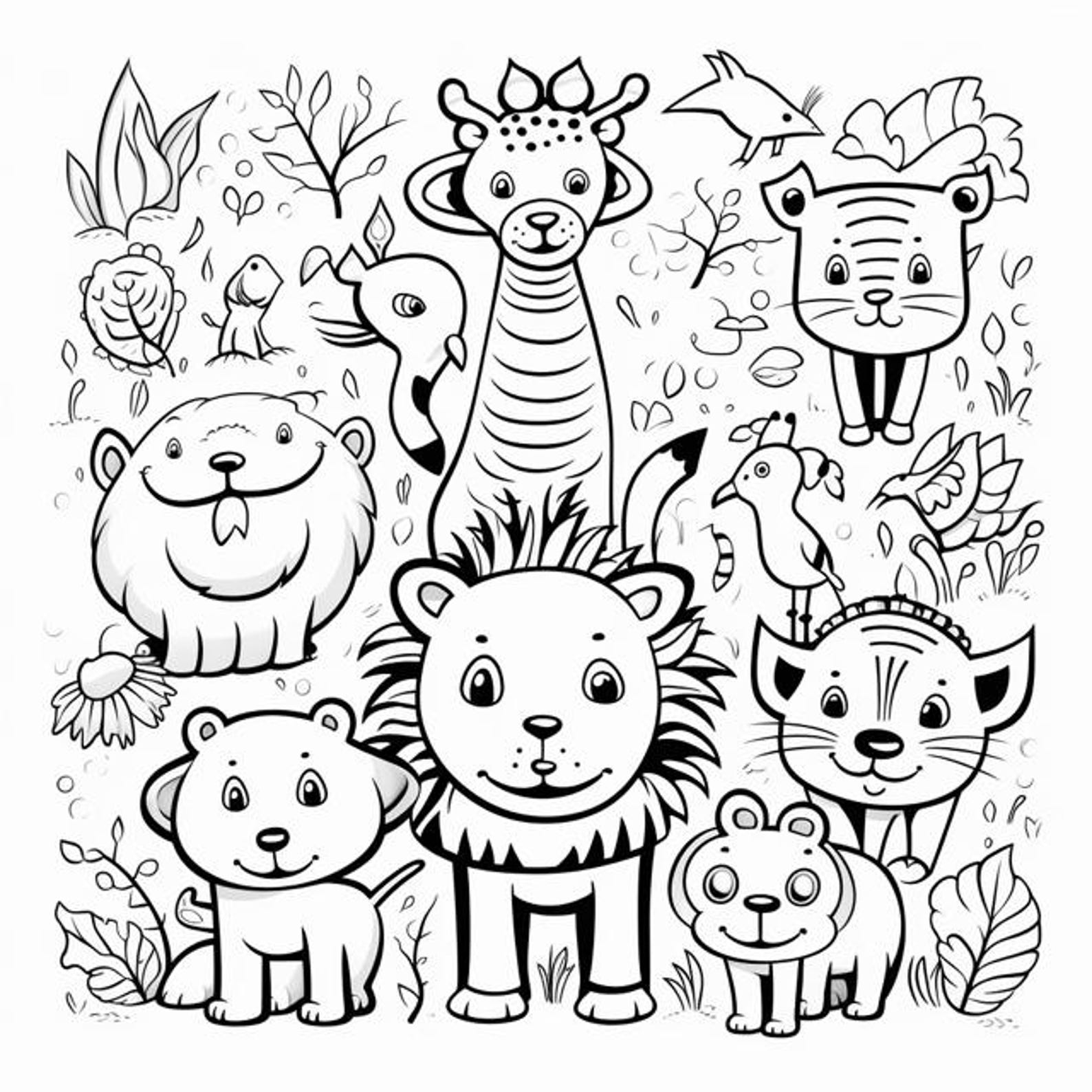 Jungle Friends Coloring Pack – 10 Fun Animal Printables for Kids - Etsy