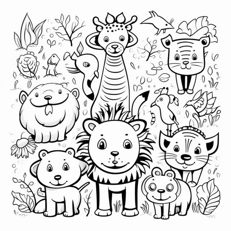 Jungle Friends Coloring Pack – 10 Fun Animal Printables for Kids - Etsy