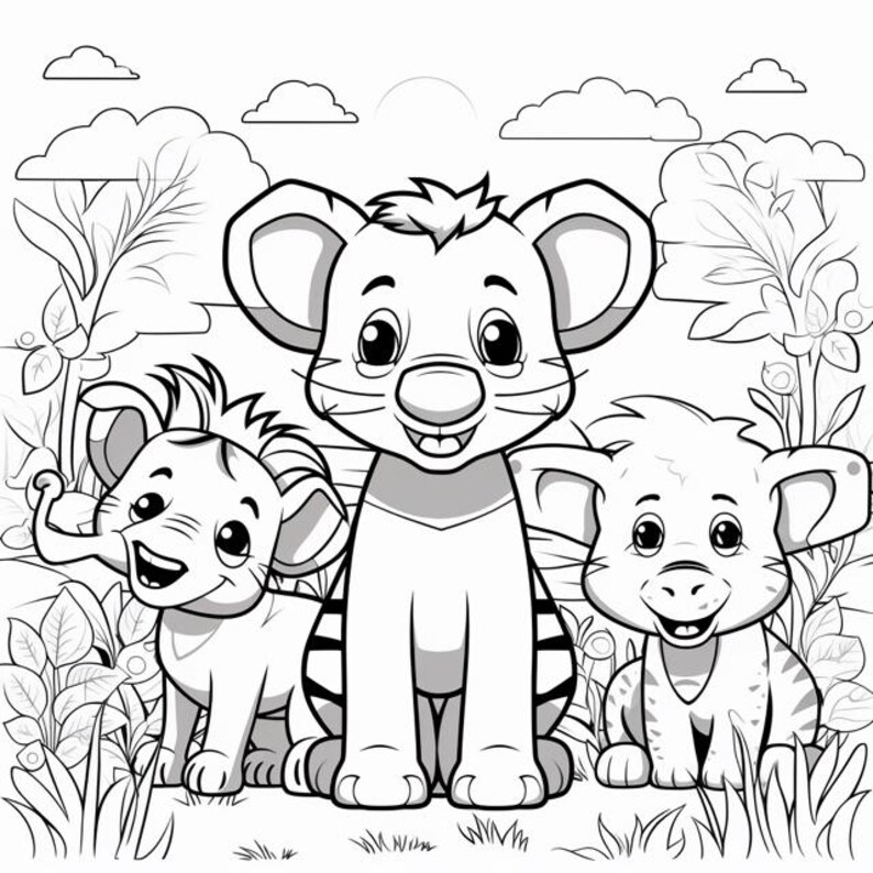 Jungle Friends Coloring Pack – 10 Fun Animal Printables for Kids - Etsy