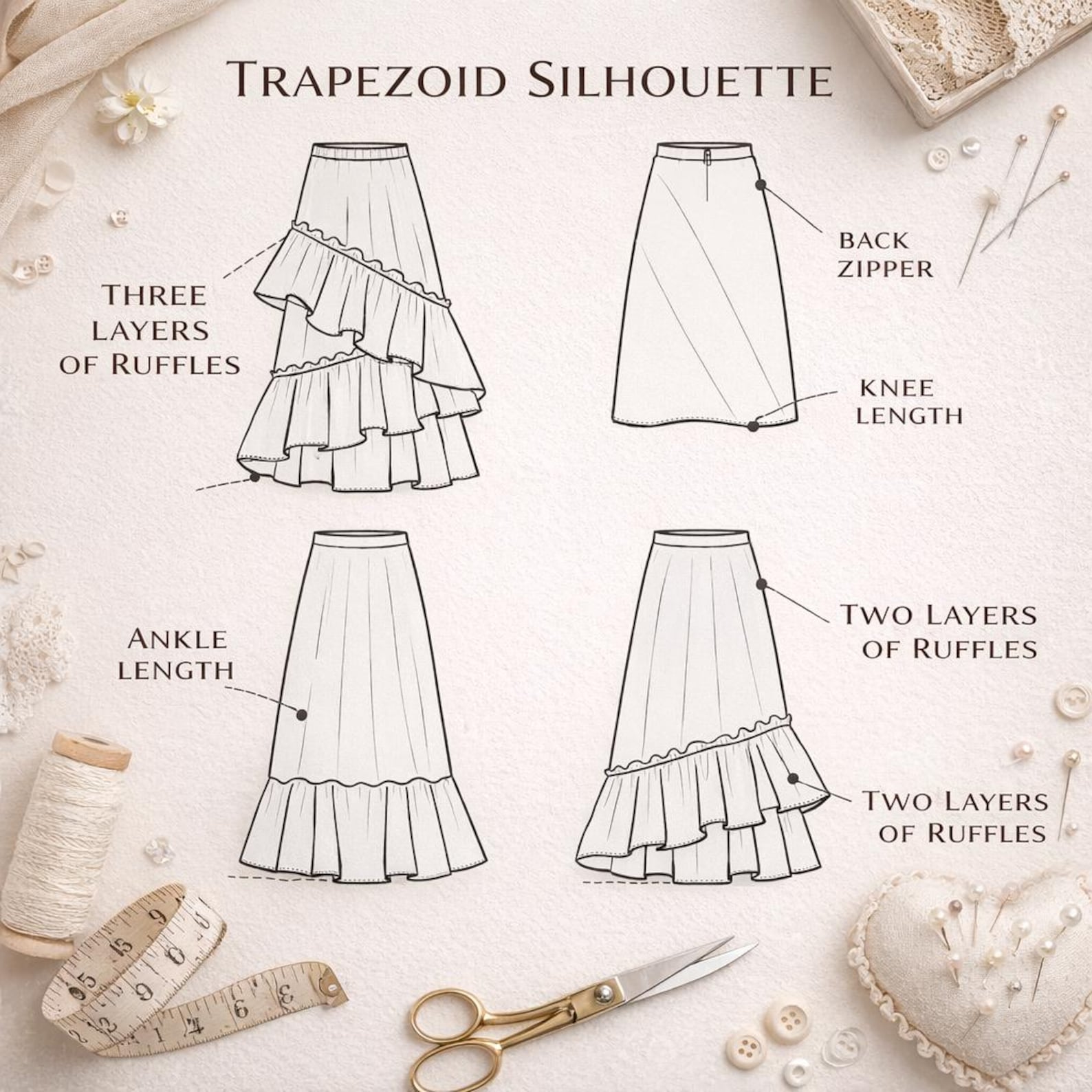 Boho Ruffle Skirt PDF Sewing Pattern – Easy Tiered Maxi Skirt With ...