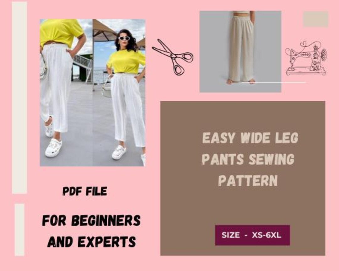 Wide Leg Easy Pants Sewing Pattern - Etsy
