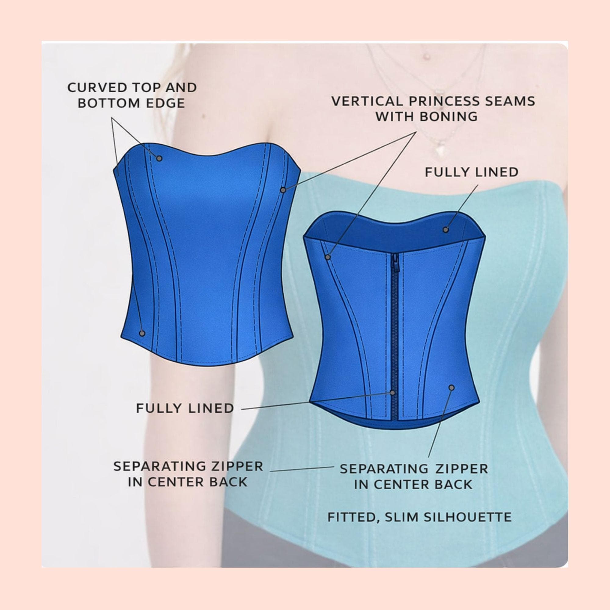 Plus Size Corset Sewing Pattern PDF Curvy Bustier Tutorial US 14W-32W ...