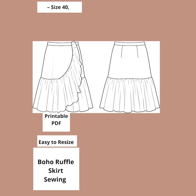 Boho Ruffle Skirt PDF Sewing Pattern – Easy Tiered Maxi Skirt With Detailed Instruction - Etsy