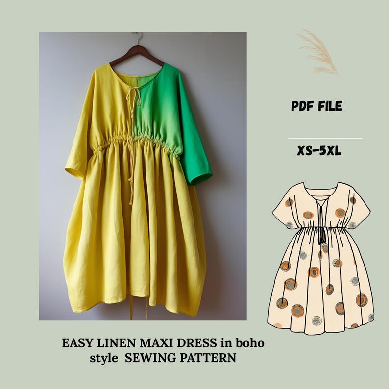 Boho Layered Dress Sewing Pattern | Linen-friendly Tunic Style | PDF - Etsy