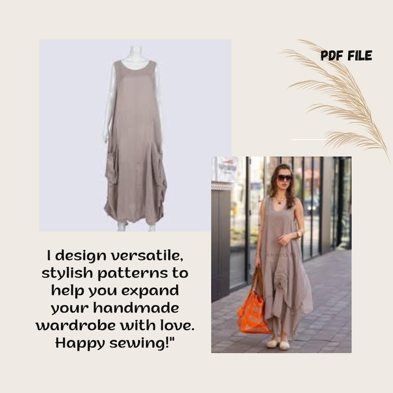 Boho Linen Dress Sewing Pattern PDF – Plus Size Friendly, the EMMA ...
