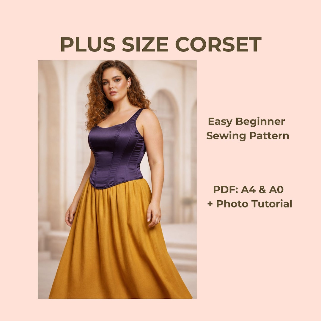 Plus Size Corset Sewing Pattern PDF Curvy Bustier Tutorial US 14W-32W ...
