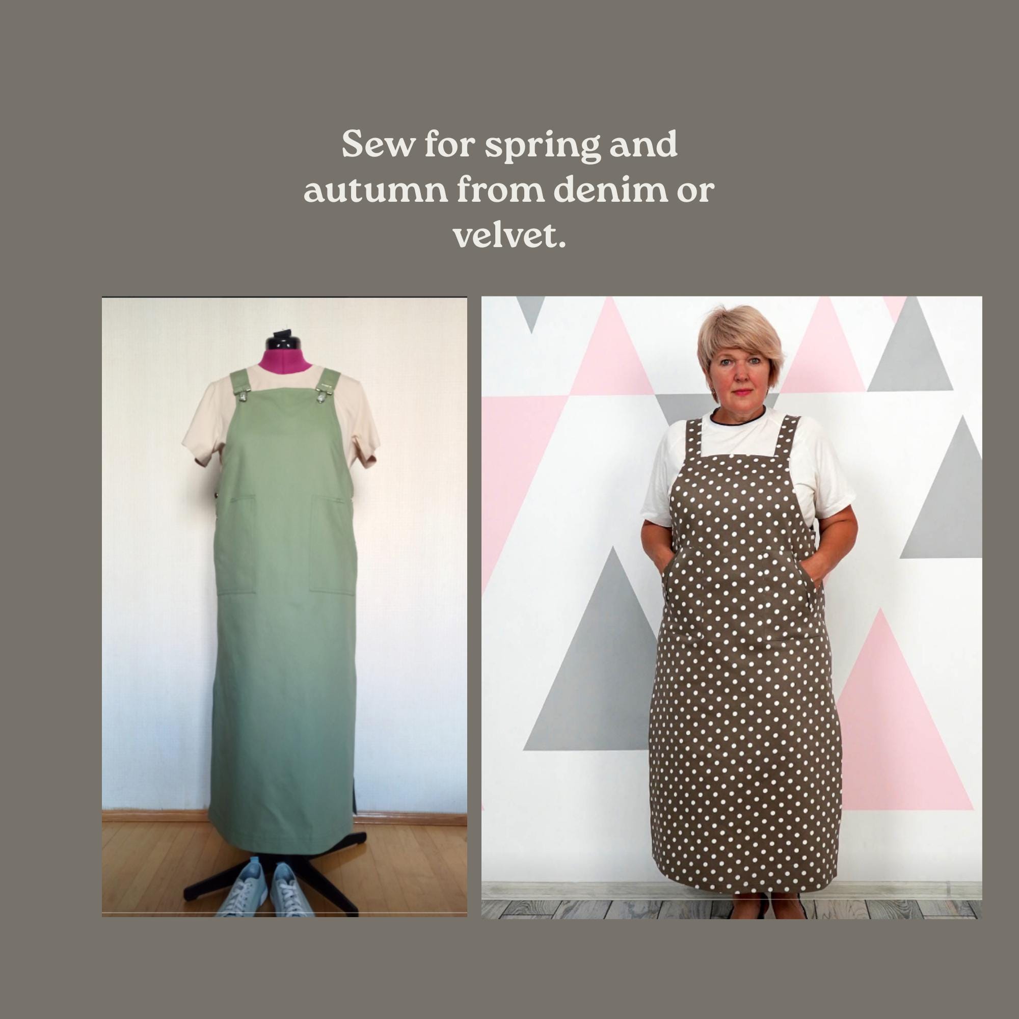 Plus Size Pinafore Dress Sewing Pattern, PDF Step-by-step Photo Guide ...