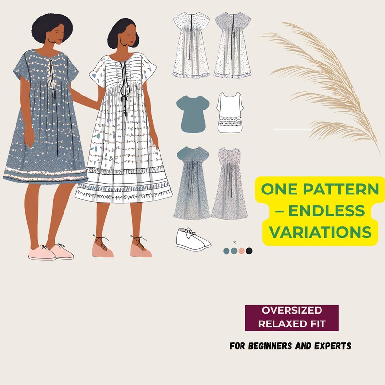 Boho Layered Dress Sewing Pattern | Linen-friendly Tunic Style | PDF - Etsy