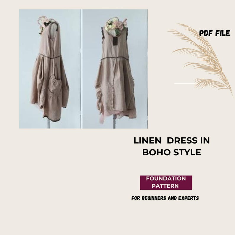 Boho Linen Dress Sewing Pattern PDF – Plus Size Friendly, the EMMA ...