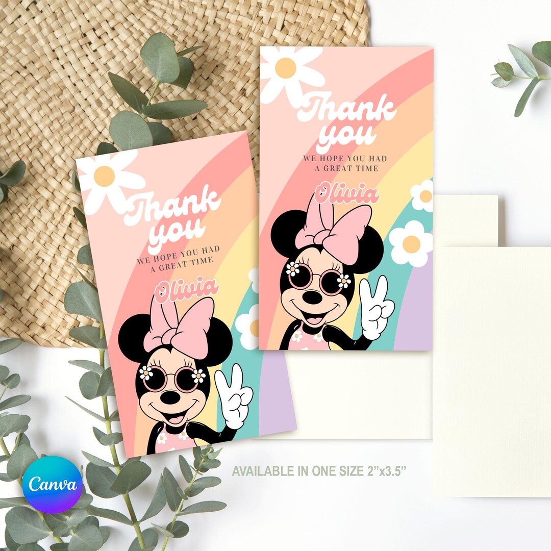 I'm This Minnie Thank You Card | Retro Daisy Minnie Mouse | Editable ...