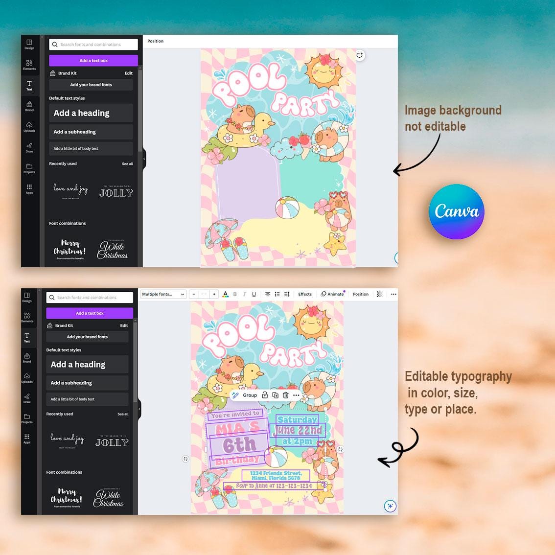 Capybara Pool Party Invitation | Editable Summer Birthday Invite for ...