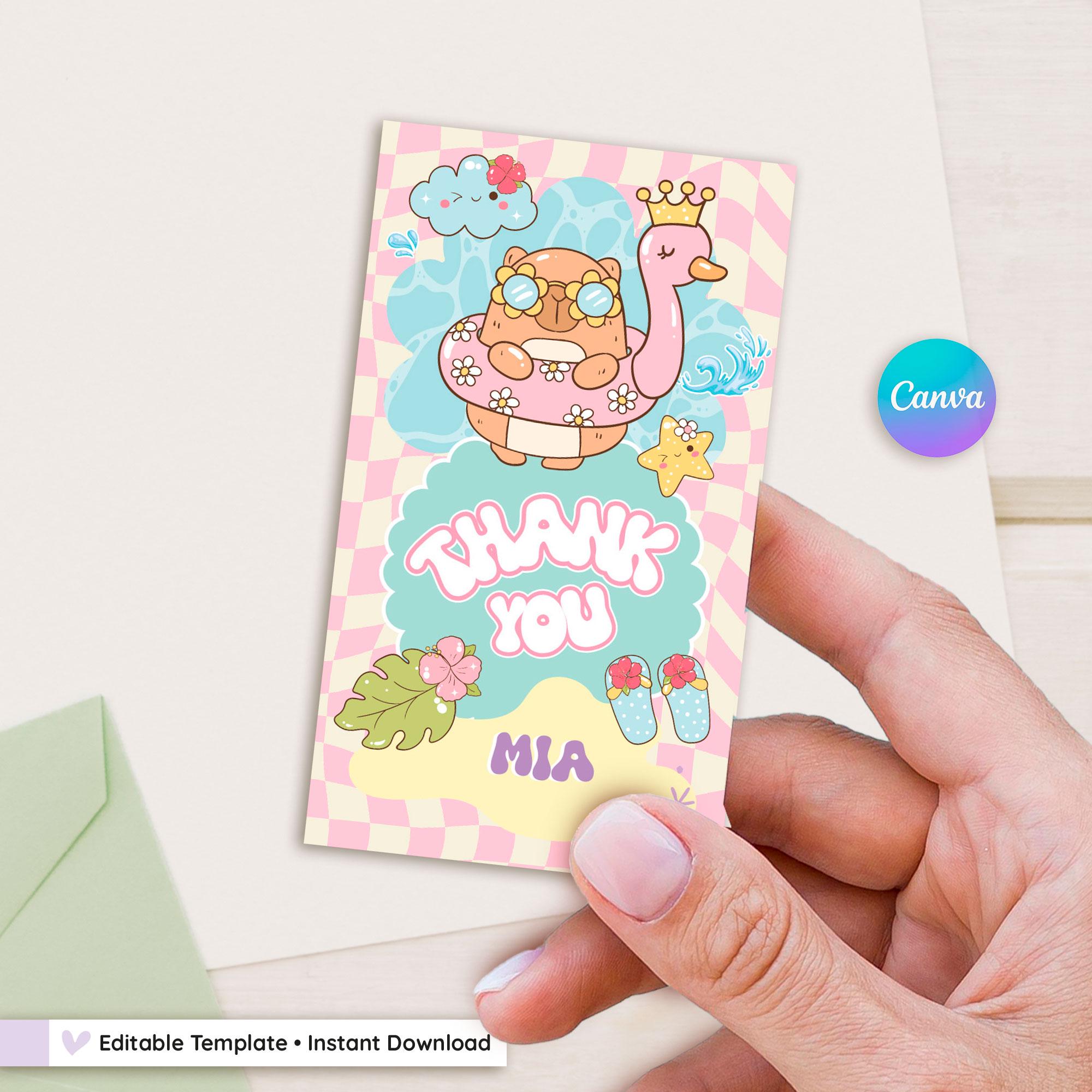 Capybara Pool Party Invitation: Groovy Birthday Template (digital ...