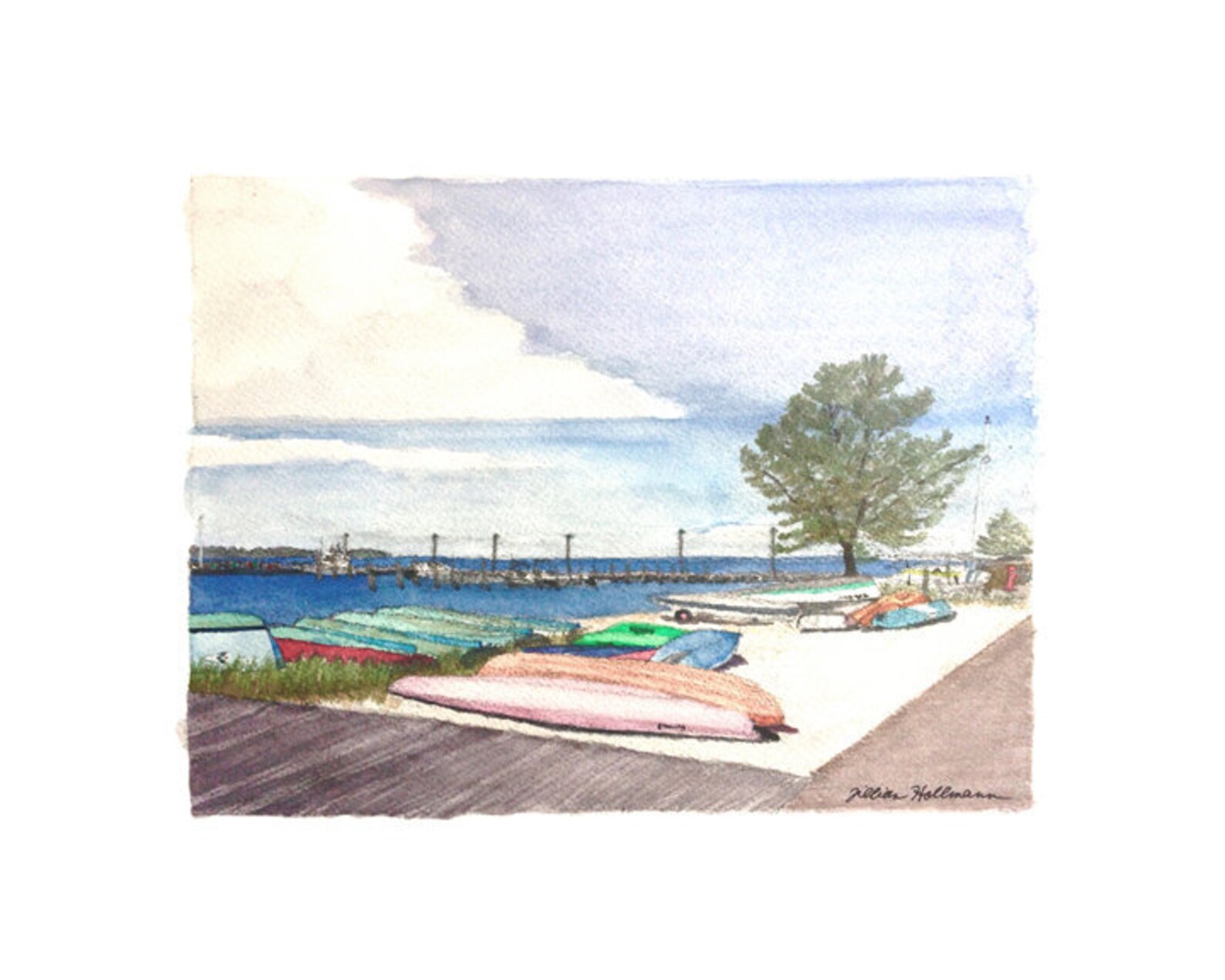 Art Print Fire Island Colorful Kayaks Watercolor of Saltaire - Etsy