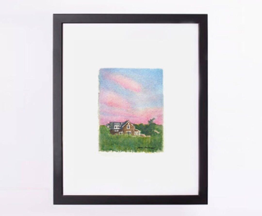 Art Print Old Fire Island Cottage With Sunset - Etsy