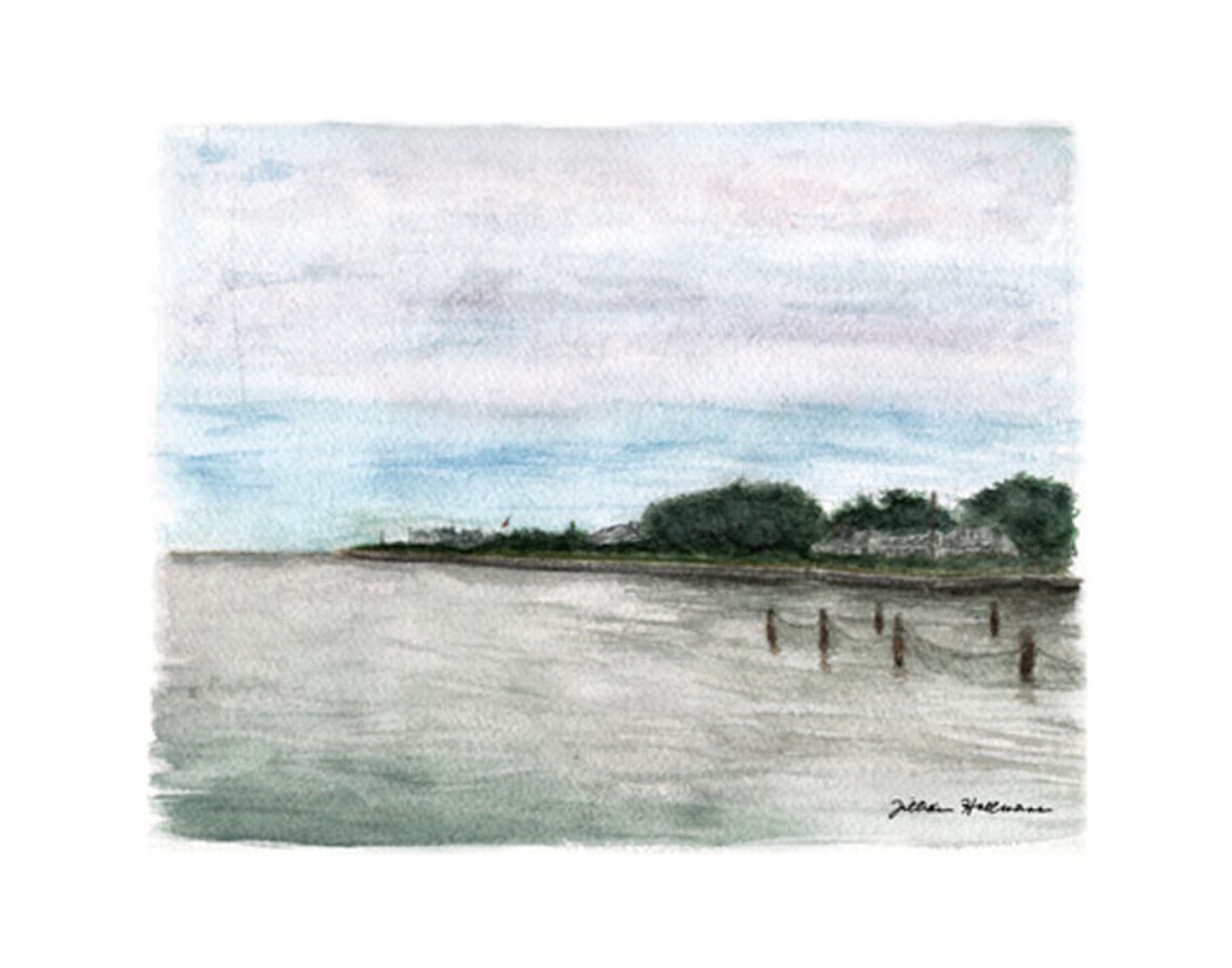 Art Print Fire Island Bay Scene Watercolor of Saltaire | Etsy