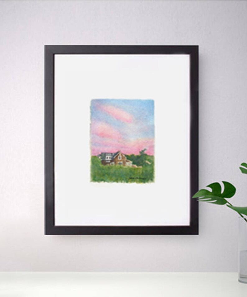 Art Print Old Fire Island Cottage With Sunset - Etsy
