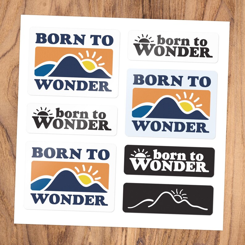 Born to Wonder Stickers Sheet - 7 Adventure Stickers, Outdoor Adventure ...