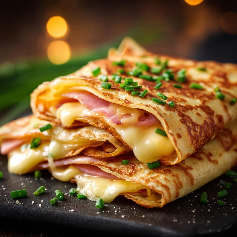 French Savory Cheese & Ham Crepes Recipe | Easy Digital Download ...
