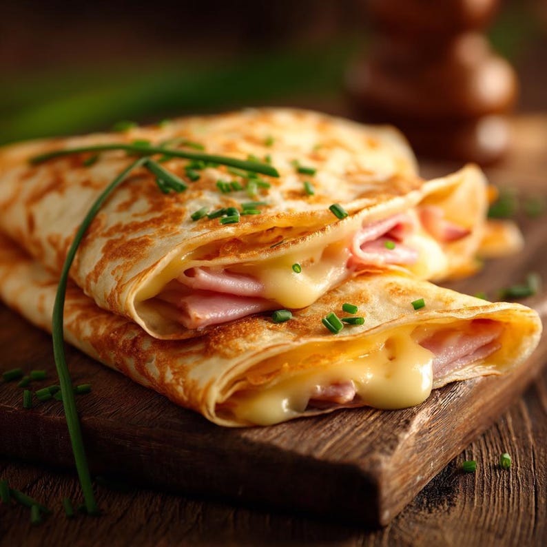 French Savory Cheese & Ham Crepes Recipe | Easy Digital Download ...