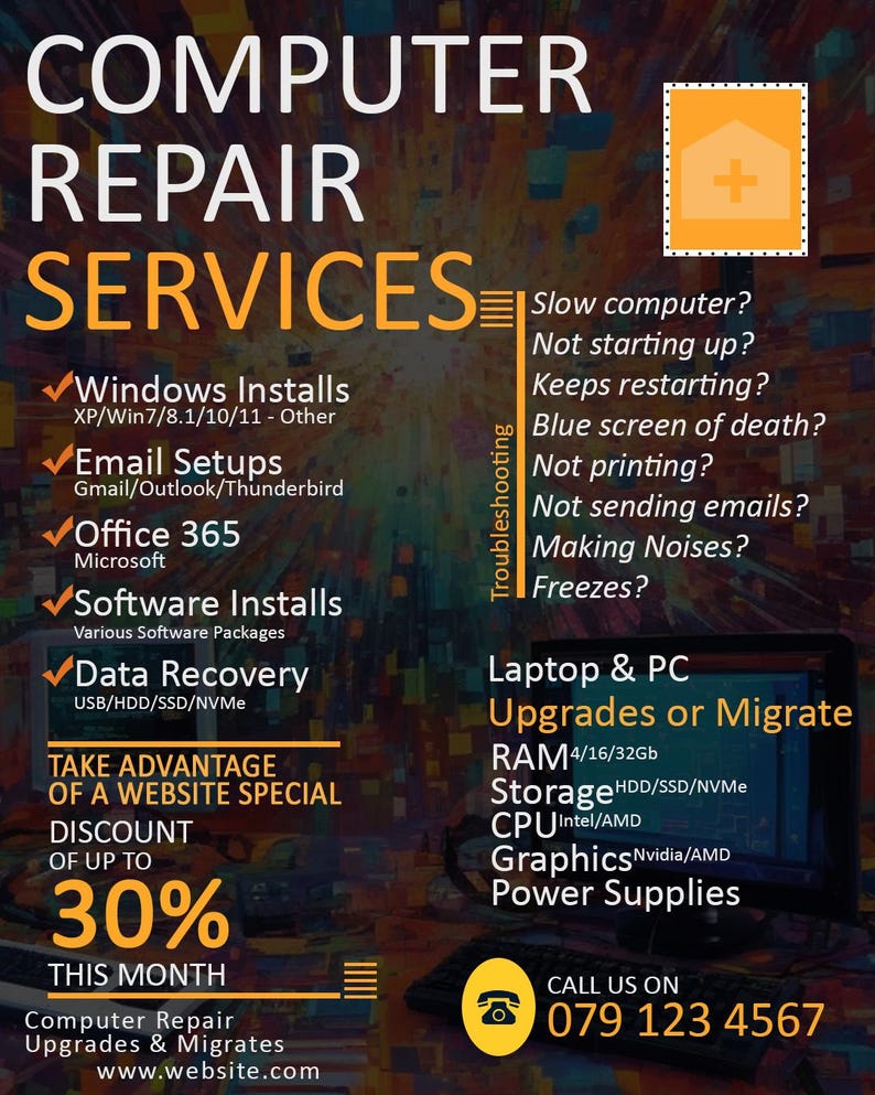 Editable Computer Repair Service Template Flyer for Whats-app ...