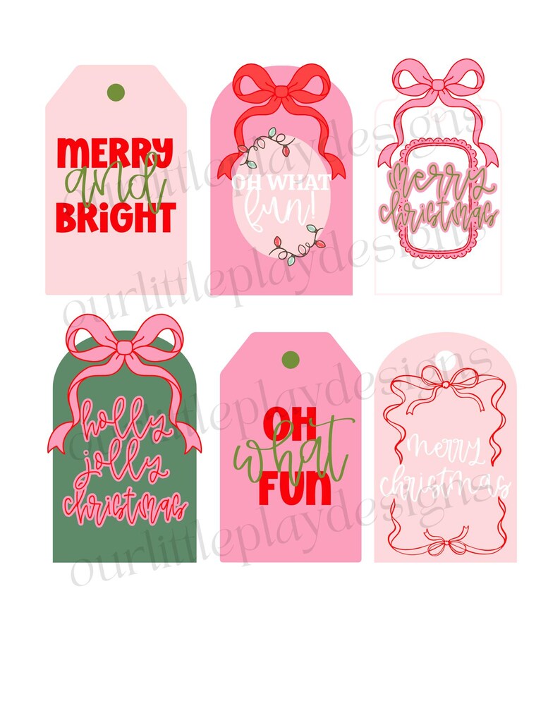 Pink Christmas Gift Tags | Printable Holiday Tags | Cute Modern ...