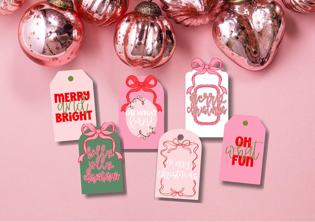 Pink Christmas Gift Tags | Printable Holiday Tags | Cute Modern ...