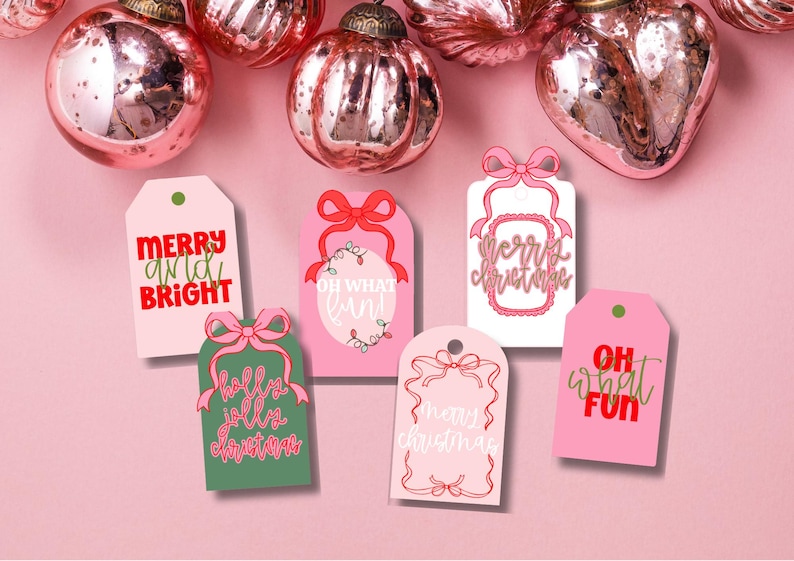 Pink Christmas Gift Tags | Printable Holiday Tags | Cute Modern ...