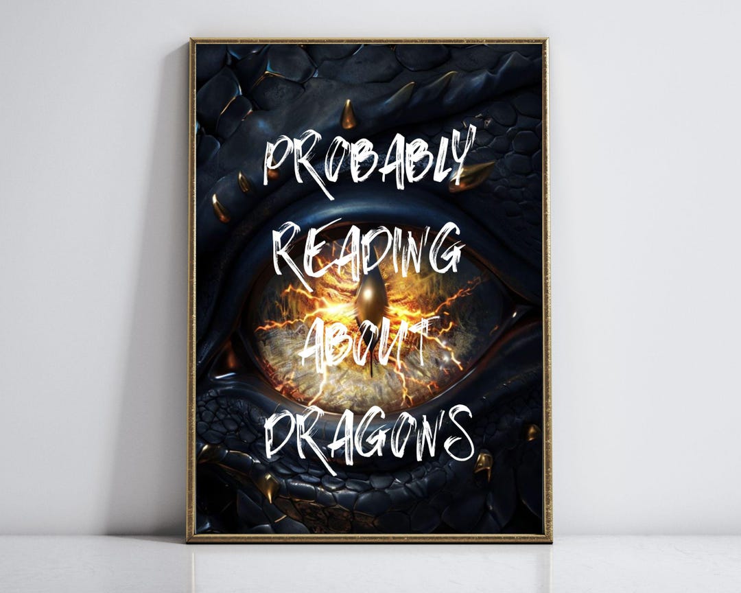 Reading About Dragons Wall Art Print Home Decor Digital Fantasy ...