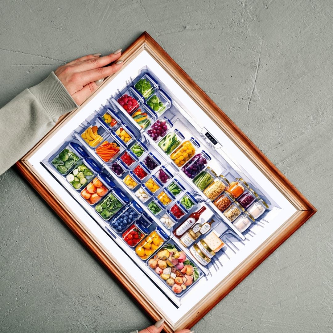 Refrigerator Jigsaw Puzzle, Kitchen Fridge Home Decor Framed Wall Art ...
