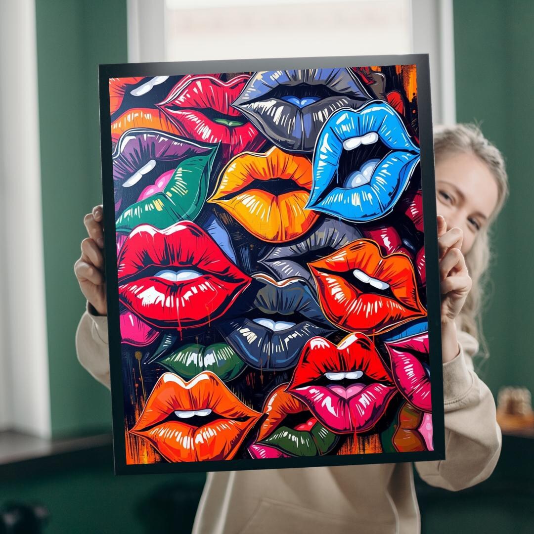 Colorful Lips Jigsaw Puzzle, Lipstick Kisses Collage, Fun Activity ...