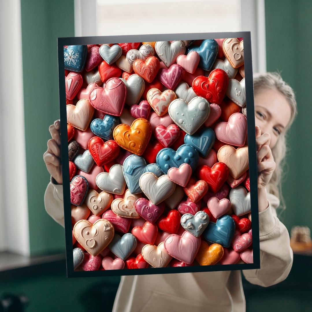 Colorful Heart Collage Puzzle, Chaotic Jigsaw, Vibrant 1014-piece, Fun ...