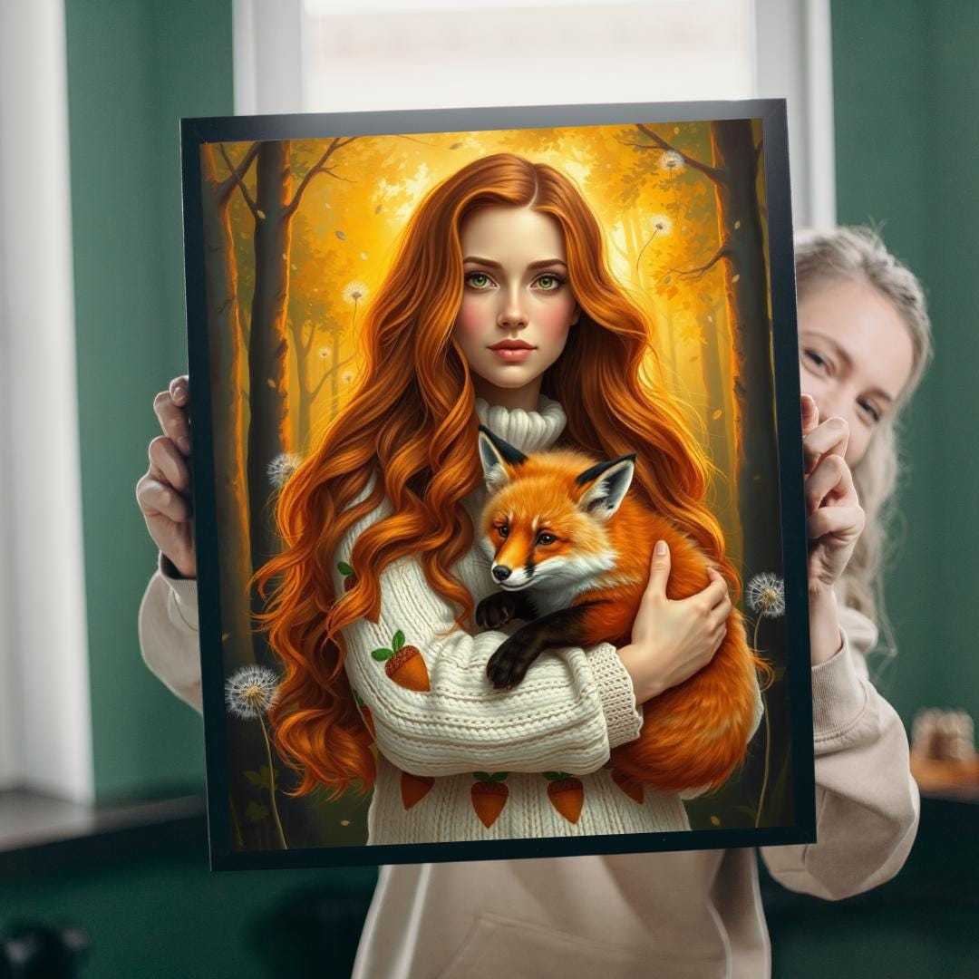 Woman and Fox Jigsaw Puzzle: Nature-inspired Family Entertainment - Etsy