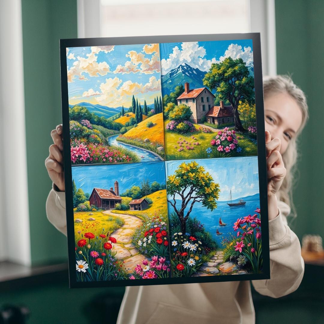 Summer Landscape Jigsaw Puzzle: Detailed Four-quadrant Design - Etsy