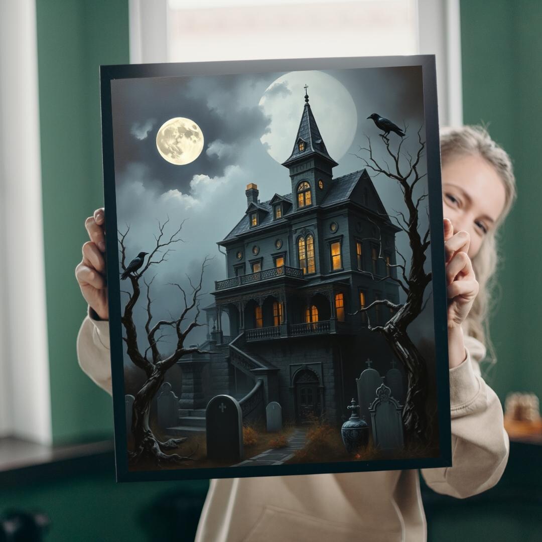 Haunted House Puzzle - 110-1014 Pieces Spooky Night Scene, Halloween ...
